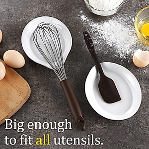 Yedio Porcelain Spoon Rest for Stove Top Kitchen Counter, White Ceramic Coffee Spoon Rest, Large Cooking Spoon Holder