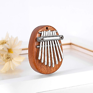 Elejolie Mini Kalimba 8 Key Thumb Piano Exquisite Finger Piano Portable for Beginner Kids Adult,Musical Marimba with Pendant Gift for Christmas/Xmas/Thanksgiving Day Brown