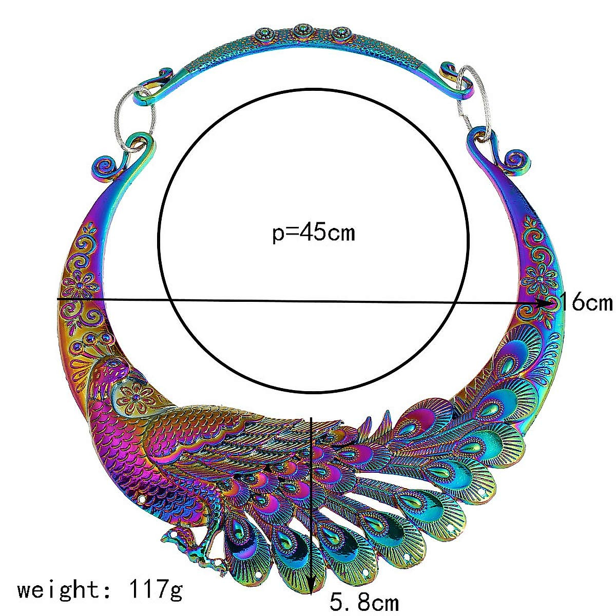 FLD 2-piece set of colorful retro ethnic carved peacock thick scarf, women's neck necklace, earrings, Indian exaggerated jewelry collar, retro necklace, earrings set