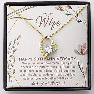 50 Year Wedding Jewelry Gift For Wife – 50 Year Anniversary Necklace Gift For Her – 50th Anniversary Wedding Present – 50th Wedding Anniversary Wife Gift – FLSG00050-9
