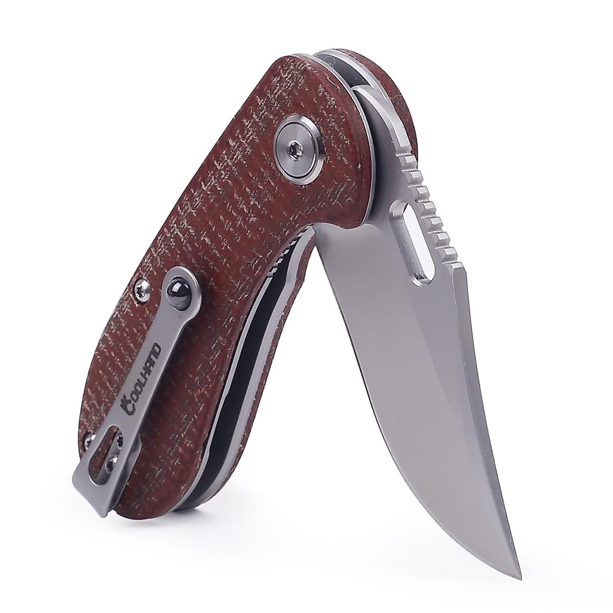 Cool Hand 5.59'' Ball Bearing Knife, Mini Folding Knives, 8Cr13 Stainless Steel Blade, Micarta Handle, Liner Lock Mechanism, w/Pocket Clip, EDC Pocket Knives