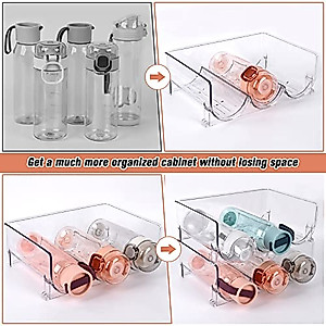 Plastic Stackable Wine & Water Bottle Organizer - Pantry Organizer and Cabinet Organizer - Each Rack Holds 3 Containers, 2 Pack - Clear