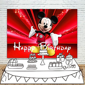 Mickey Mouse Backdrop for 1st Birthday 5x3ft Red Christmas Mickey Mouse Background Birthday Decorations for Kids Classic Mickey Mouse Baby Shower Banner for Boys