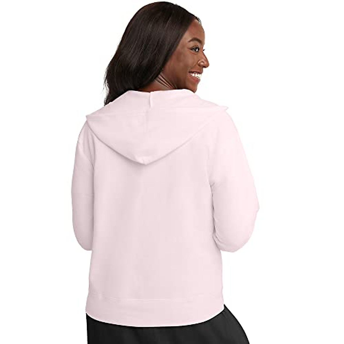 Hanes Women's EcoSmart Full-Zip Hoodie Sweatshirt, Pale Pink, Medium