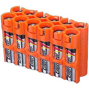 Storacell by Powerpax AAA Battery Storage Caddy, Orange, Holds 12 Batteries (Not Included)