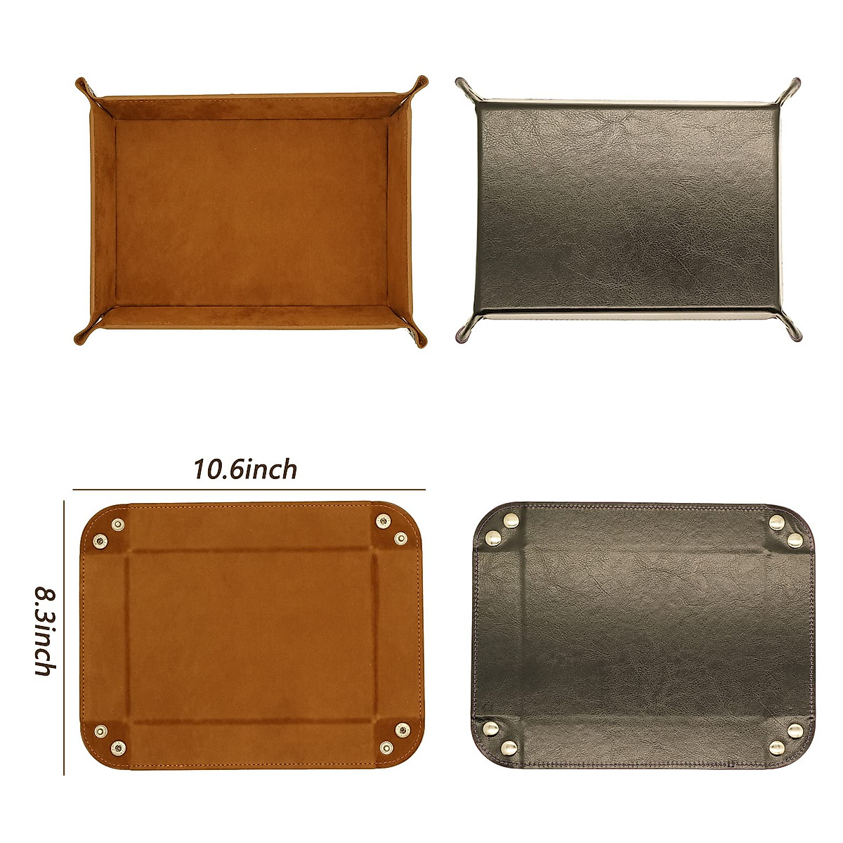 Socospace Valet Tray-leather and velvet,EDC Tray,Catchall Tray for Jewelry,Wallets,Watches,Key,Phones,Glasses, Perfect for Nightstand,Entryway Table,Desk,Key Tray,Home Decor（Brown）