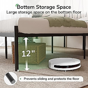 Novilla Queen Bed Frame, 14 Inch Metal Platform Bed Frame with Headboard, Heavy Duty Metal Slats Support, Easy Assembly, No Box Spring Needed