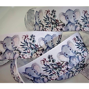 Grosgrain Ribbon - Baby Elephant Print - One Inch Wide - 10 Yards, Great for Baby Nursery's, Shower Gifts, and Decorating!