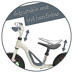 Chillafish Charlie Glow Lightweight Toddler Balance Bike Trainer with Light-Up Wheels for Children 18-48 Months, Learn to Ride with 10-Inch No-Puncture Tires, Adjustable Seat and Carry Handle, Beige