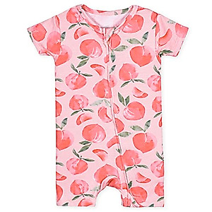 Gerber Unisex Baby Buttery Soft Short Sleeve Romper with Viscose Made from Eucalyptus, Just Peachy, 3-6 Months