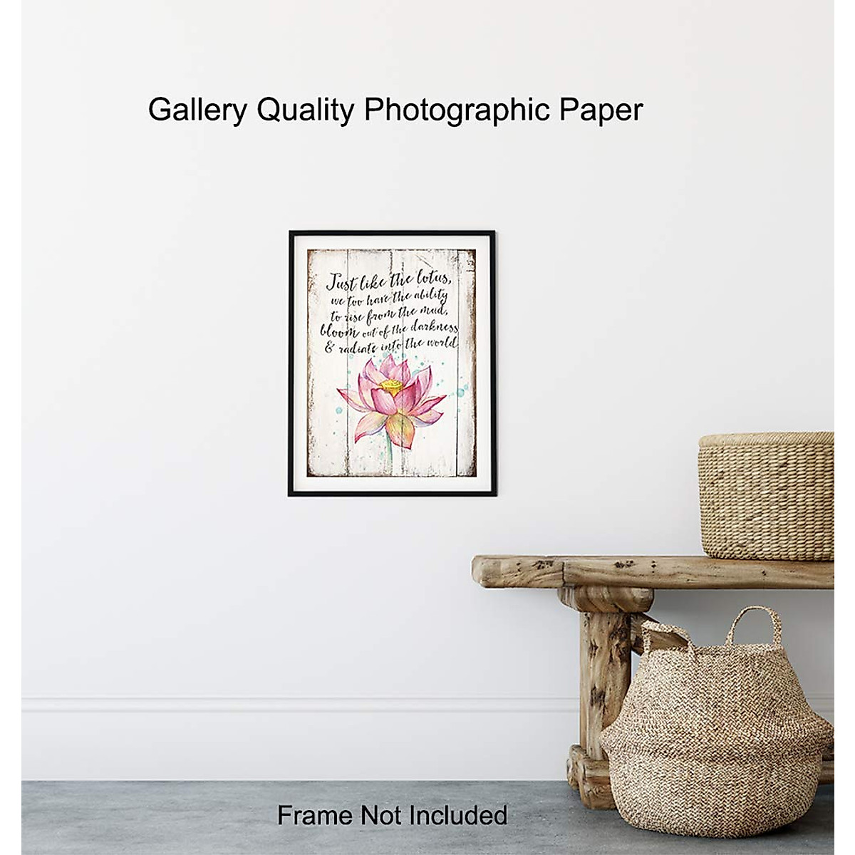 Inspirational Zen Art Print - 8x10 Motivational Lotus Wall Art Photo - Unique Spiritual Home Decor for Yoga Studio, Bathroom, Bedroom - Gift for Women, Meditation Buddha Fans - Unframed Poster