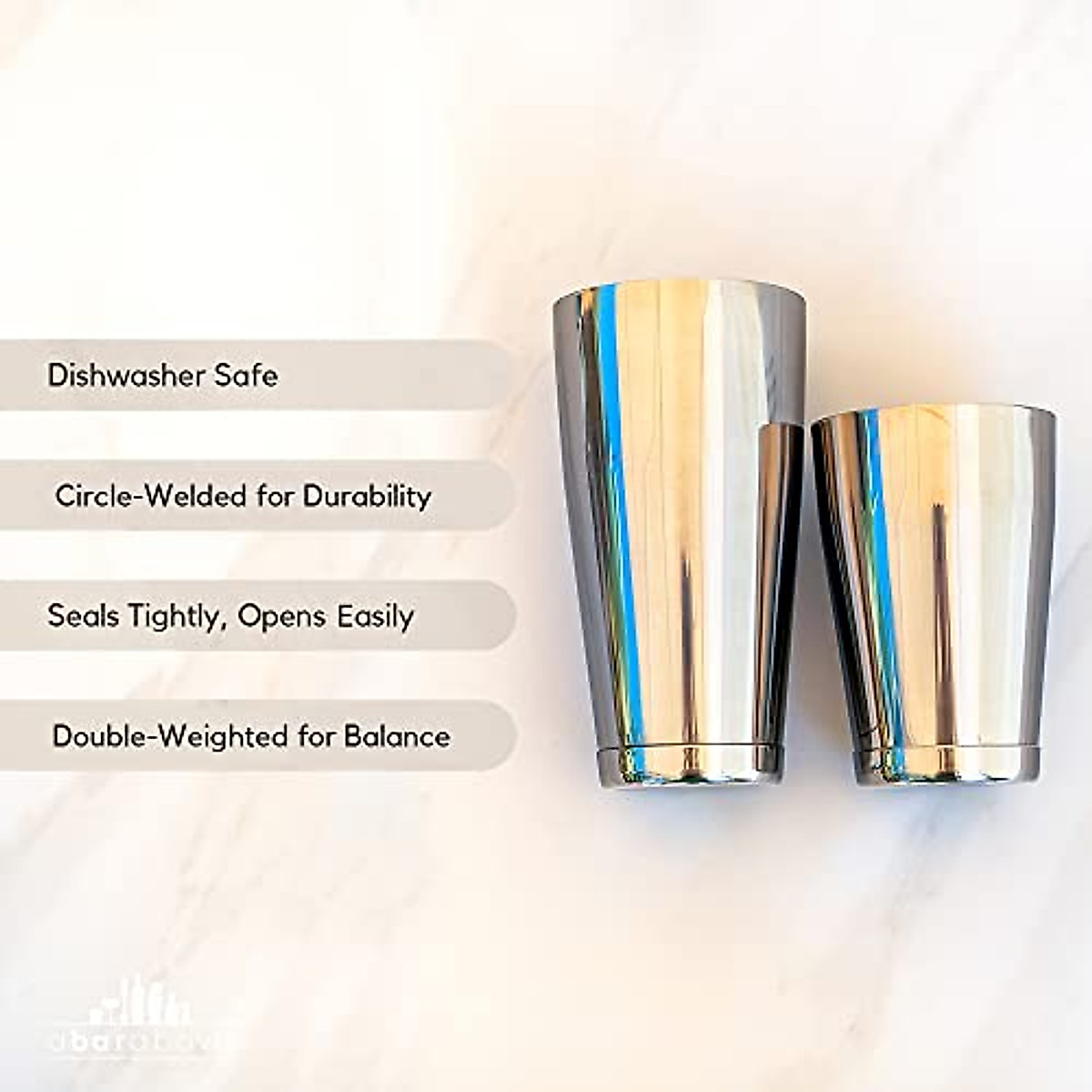 A Bar Above Boston Cocktail Shaker Set – 2-Piece Premium Weighted Boston Shaker Set – Stainless Steel Bartending Kit – 18 oz & 28 oz Martini Shaker Set – Bar Accessories for the Home Bar Set