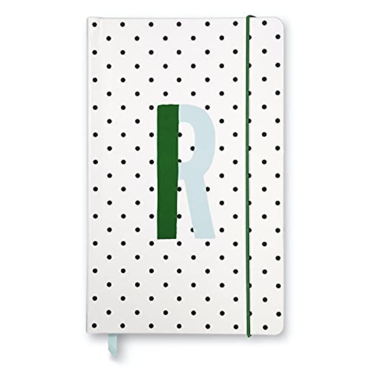 Kate Spade New York Take Note Large Polka Dot Leatherette Initial Notebook, Bound Journal Includes 168 Lined Pages and Bookmark, R (Green)
