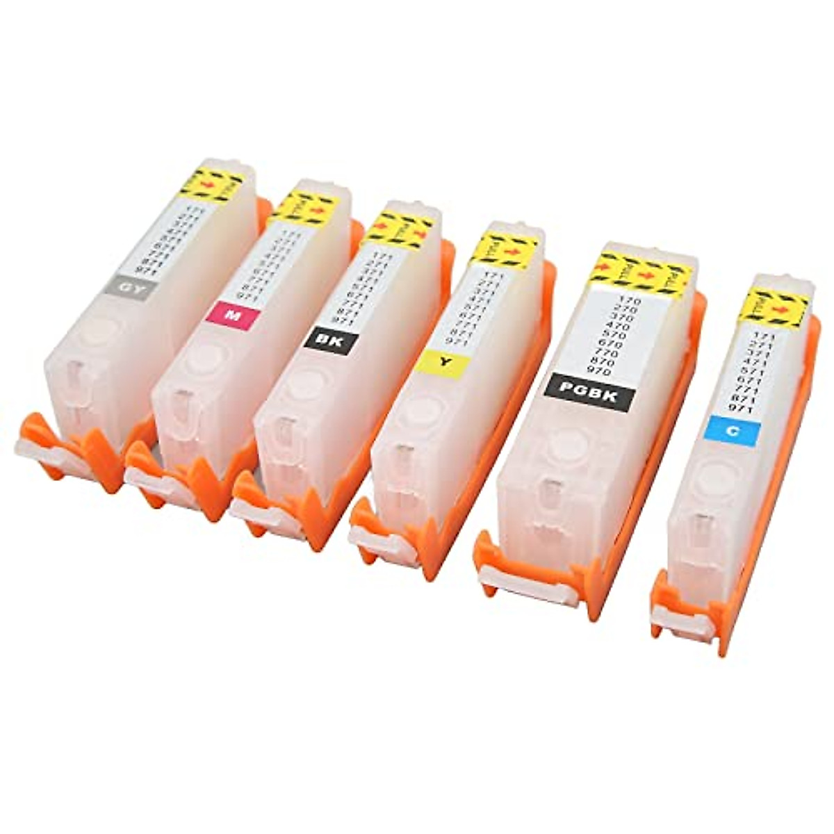 5PCS Ink Cartridge, Reusable Printing Ink Cartridge PGBK BK C M Y 5 Color for Printing (670-671)