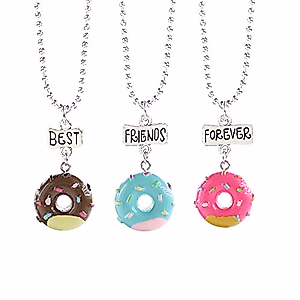 2-3 Pcs Best Friends Forever Friendship Necklaces Set Ice Cream Cookie Donut Flamingo Wishing Bottle Colorful Cute Pendant BFF Necklaces Friendship Jewelry Birthday Gifts - Donut