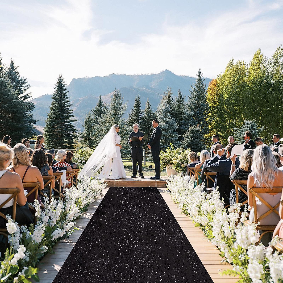 Black Carpet Runner for Prom Black Sequin Aisle Runner for Party 2ft x 15ft Glitter Event Walkway Decorations