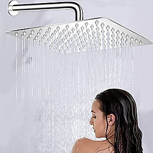 Welan Rain Shower Head, High Pressure Shower Head, 10 Inch Stainless Steel Square Showerhead, Adjustable Angles, Anti-Clogging Silicone Nozzle