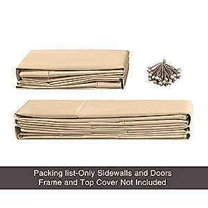 Gardesol Carport Replacement Sidewall, Replacement Sidewall Tarp for 10' x 20' Carport Frame, 180G Waterproof & UV Protected Replacement Sidewall Cover, Beige, Top Cover and Frame Not Included