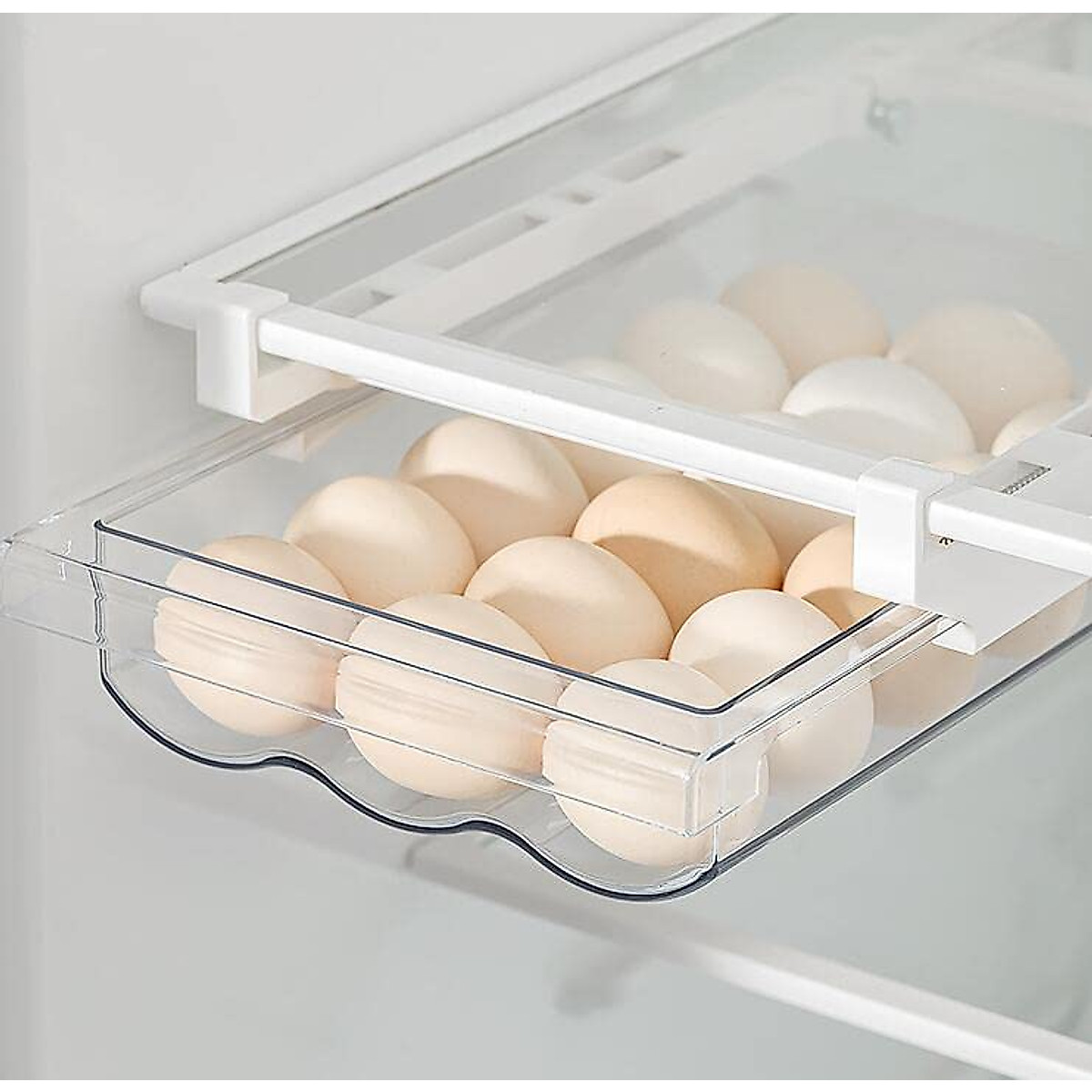 Cool Cook Refrigerator Organizer Bins with Handle, Pull-Out Fridge Drawer Organizer, Freely Pullable Refrigerator Storage Box with.Fridge Egg Drawers