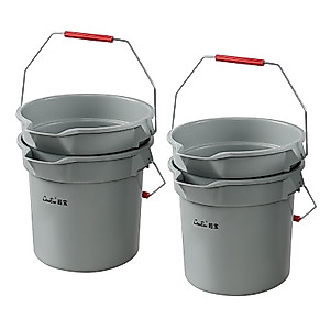 Teyyvn 4-Pack Commercial Round Bucket, 3.5 Gallon Industrial Round Utility Pail with Handle, Gray