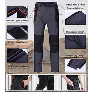 KELOIFUT Men's Hiking Cargo Pants Quick-Dry Outdoor Water Resistant Lightweight Mountain Breathable Zipper Pocket Work Pants Dark Grey L