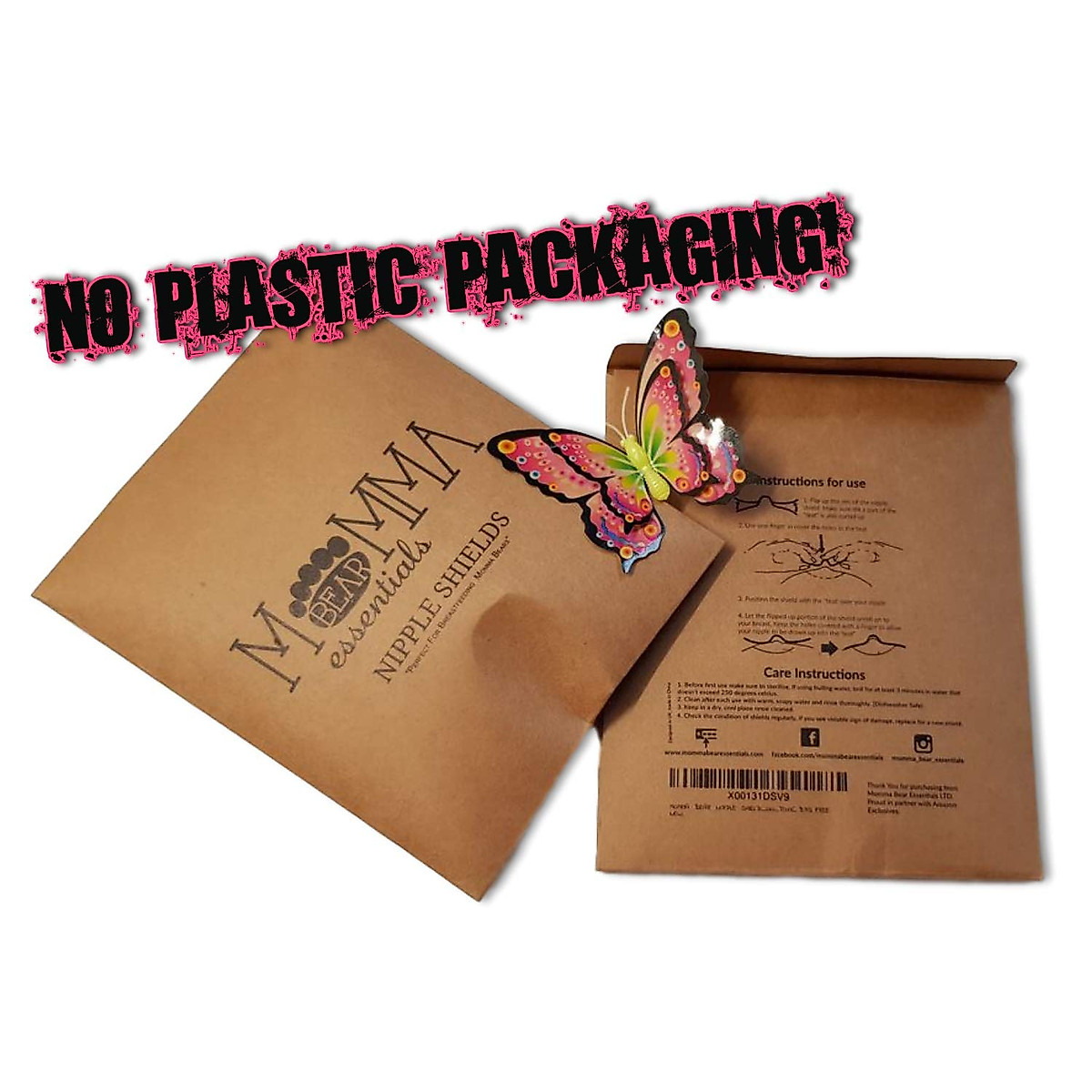 Momma Bear Essentials Premium Nipple Shield, Set of 6 with Hot Pink Soft Cotton Reusable Drawstring Bag - Non-Toxic, BPA and BPS Free