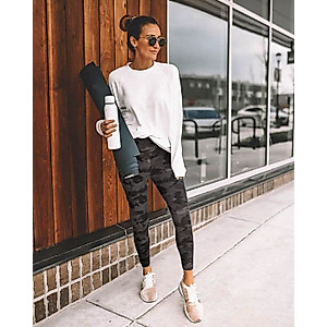 High Waisted Leggings for Women No See-Through-Soft Athletic Tummy Control Black Pants for Running Yoga Workout(3 Pack Black Grey Black Print,Small-Medium)