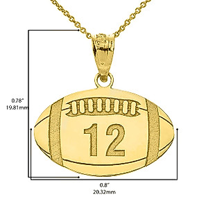 Sports Charms Certified 14k Yellow Gold Customized Football Pendant with Your Name and Number