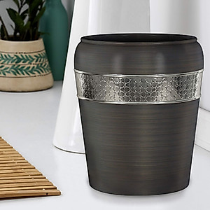nu steel Oil Rubbed Bronze FM8H Flannel Mod Collection Wastebasket, Round Vintage Trash Can for Bathroom, Bedroom, Dorm, College, Office, 9.4" x 9.4" x 9.8",Metal Finish