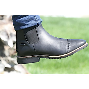 Huntley Equestrian Ladies Paddock Boot Premium European Leather With Classic Italian Burnish Finish YKK Zipper, Black, 10