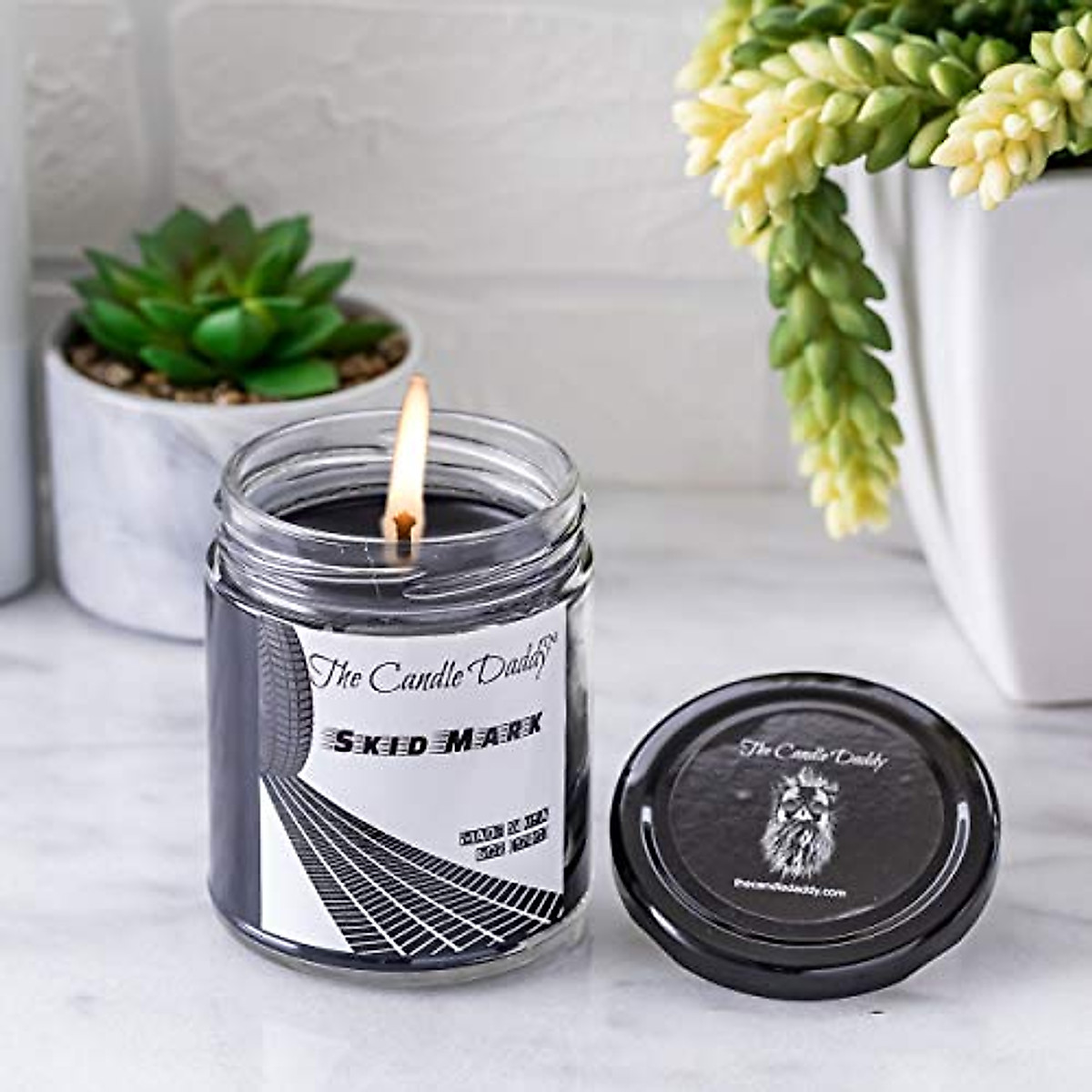 Skid Mark- Burnt Rubber Scented Candle - 6 oz jar Candle - up to 40 Hour Burn - Made in USA