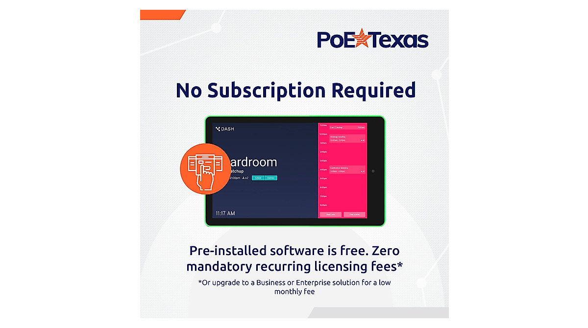 PoE 10" Touchscreen Meeting Room Scheduler w/ LED Ring