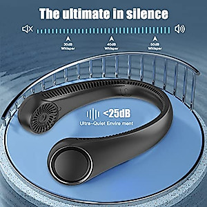 HOKC-N Neck Fan Portable Rechargeable, Personal Cooling Wearable Fan, Hands-Free Bladeless Fan, 78 Air Outlets, Low Noise, 3-speed Adjustable, Up to 12 Hours of Use