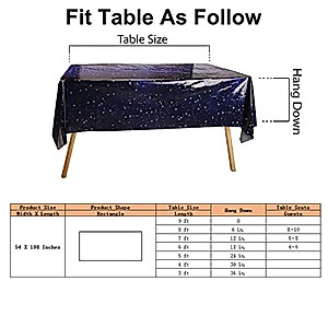 Blue Space Tablecloths for Parties, Starry Night Tablecloth Decorations Plastic Galaxy Table Cover Space Stars Theme Party Supplies for Birthday Home Decorations, 54 x 108 Inch (1 Piece)