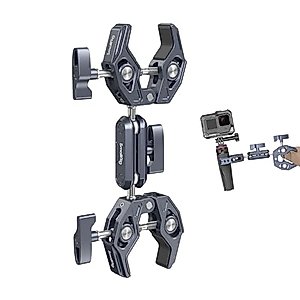 SMALLRIG Double Clamp Mount, Umbrella Clamp, Super Clamp Arm, for Chair, Pole, Tripod, C Stand, Handlebar, All Metal Max Load Capacity 3.5kg - 4103B