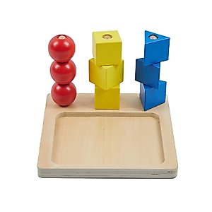 Adena Montessori Inspired Toys 3 Colored Solids on Dowels Toys Designed for 1 2 3 Years Old Toddlers Shape Sorting Toys