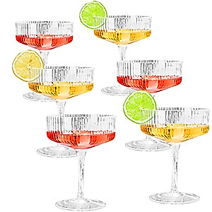 Montex 6 Pcs Coupe Glasses, 10 oz Classic Vintage Cocktail Galssware, Pefect for Cocktail, Champagne and Gift