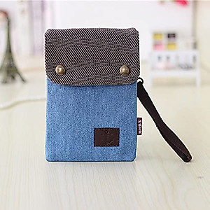 IRUGLE Canvas Cell Phone Purse Crossbody Bag for women, Small Handbag Wristlet Wallet Passport Pouch Phone Holder with Shoulder Strap Wrist Strap (Blue)