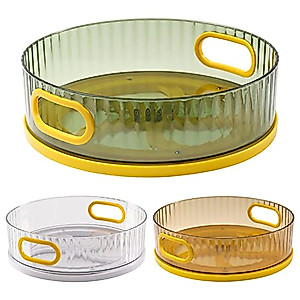 GRASARY Lazy Susan Turntable Organizer, Round Plastic Clear Storage Container 360 Degree Rotatable Revolving Condiment Organizer for Kitchen, Cabinet Champagne