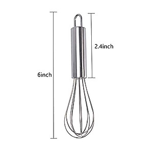 Huakai stainless steel small whisk for cheese, coffee, eggs, very handy (6 inches)