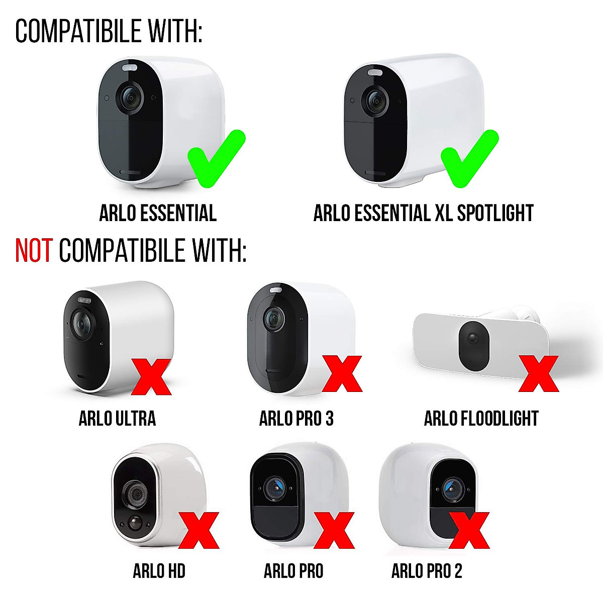 [Updated Version] Wasserstein Solar Panel with 13.1ft/4m Cable Compatible with Arlo Essential Spotlight/XL Spotlight Camera (3-Pack, Black) (NOT Compatible with Arlo Ultra, Pro 1/2/3, HD, Floodlight)