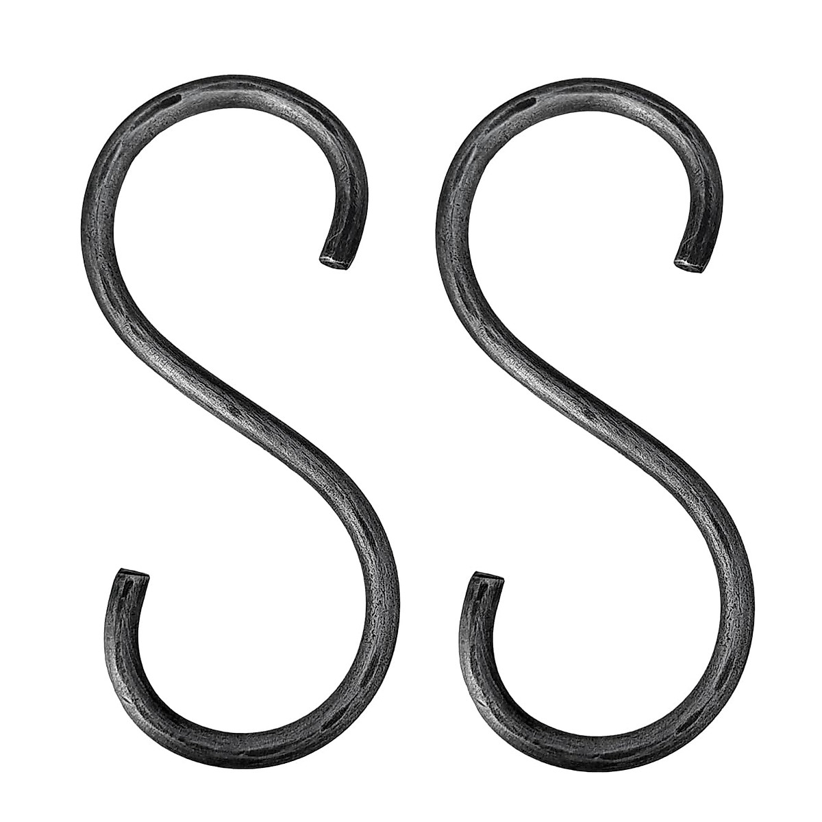 Living Ideas S Hook Hand Forged Metal S Hook Set of 2 Pcs Wrought Iron Handmade S Hook Heavy Duty 4.75 Inches S Hook for Hanging Plants, Pots, Coffee Mugs, Curtain Use Kitchen Utensil Hanging Hooks