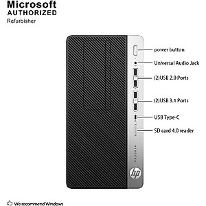 HP EliteDesk 800 G3 Tower Computer PC, Intel Quad Core i5-6500 up to 3.6 GHz, 8G DDR4, 500G, WiFi, Bluetooth, Windows 10 Pro 64 Bit-Supports English/Spanish/French (Renewed)