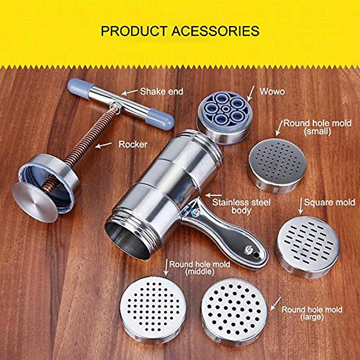 Stainless Steel Noodle Maker,Manual Pasta Machine Stainless Steel Pasta Maker Pasta Press Noodle Machine, kitchen Aid Asseccories Pasta Tools