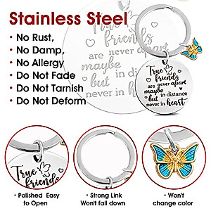 Ouligay True Friends Keychain Friendship Gifts for Women Best Friends Keychain Bff Long Distance Friendship Gifts Bestie Friends Leaving Apart Going Away Gift for Women Birthday Christmas