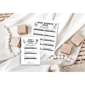 Your Main Event Prints Baby Shower Family Feud Game Fun Neutral Decorations 50 Family Feud Cards 3 Fast Money Round Cards 1 Instruction Card