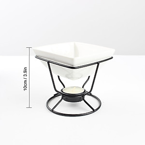 Kcgani 4Pcs Ceramic Butter Warmers Set for Chocolate Butter Cheese, 7oz Porcelain Butter Warmers Set for Seafood, Butter Warmer Pot Ceramic Sauce Bowl for Fruit, Dessert, Snack, Steaks, Square