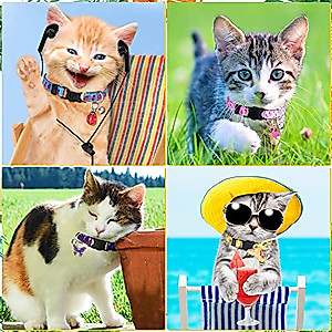 4 Pieces Cat Collars Breakaway with Bell and Pendants Colorful Summer Cat Safety Collar Adjustable Collar for Cats Cute Kitten Collar Set Cat Collar for Pet Kitten Supplies (Cute Style,Medium)