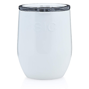 Seriously Ice Cold SIC 16oz Insulated Stemless Wine Tumbler Mug, Premium Double Wall Stainless Steel, Leak Proof BPA Free Lid