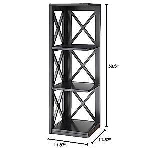 Convenience Concepts Oxford 3 Tier Corner Bookcase, Black